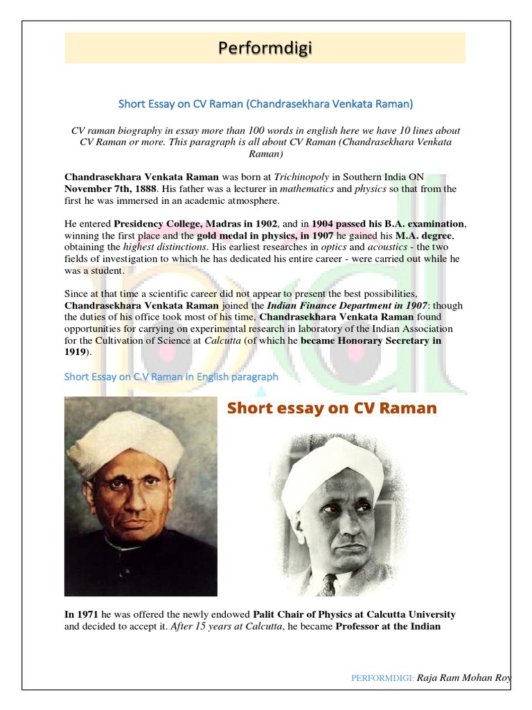 CV Raman PDF Chandrasekhara Venkata Raman | PDF | Electromagnetic ...