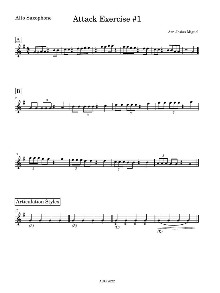 Attack Exercise-Alto - Saxophone | PDF