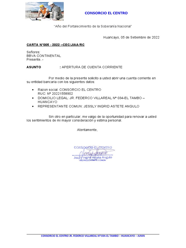Modelo De Carta De Apertura De Cuenta Modelo De Carta De Apertura De Cuenta