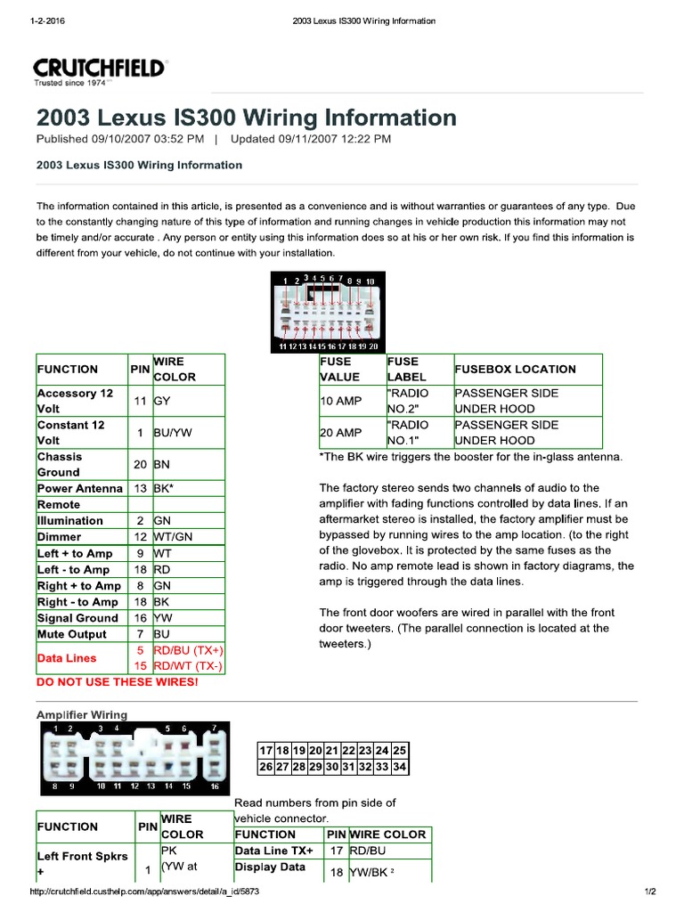 2003 Lexus IS300 Wiring Information | PDF