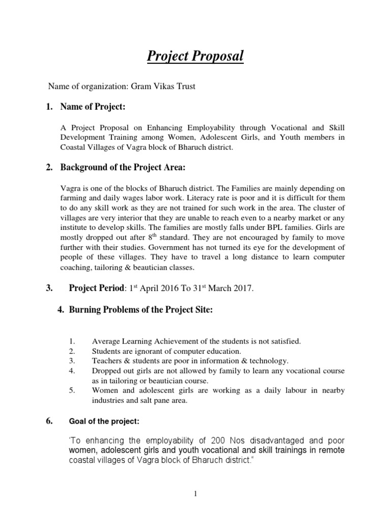 Project Proposal: Name of Organization: Gram Vikas Trust | Download ...