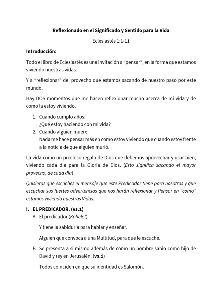 Eclesiastes 1 El Sentido de La Vida | PDF | Eclesiastés | Cristo (título)