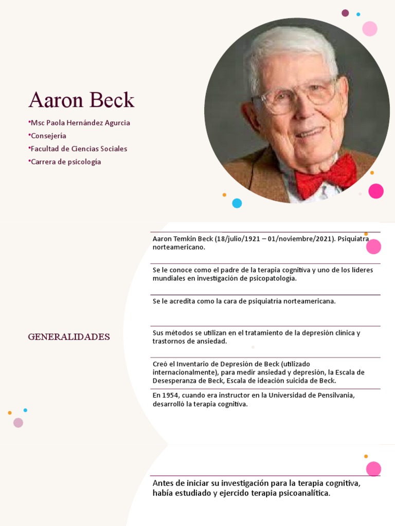 Aaron Beck: Padre de la Terapia Cognitiva | PDF | Terapia cognitiva ...
