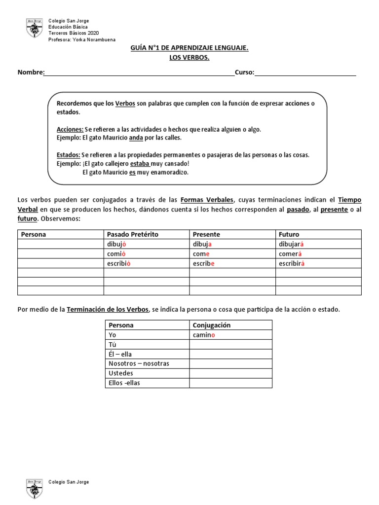 Guía de Verbos para Terceros Básicos | PDF | Verbo | Morfología Lingüística
