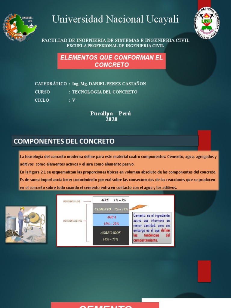 Tema Componentes Del Concreto 2.1 | PDF | Cemento | Hormigón