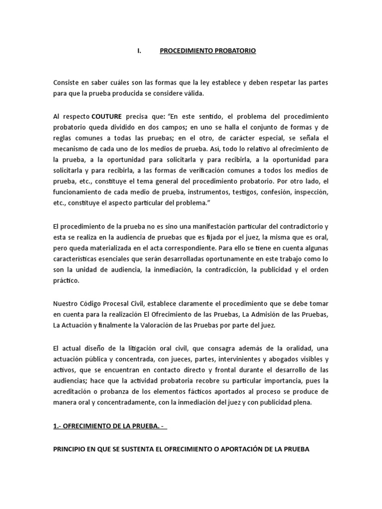 Monografia Procedimiento Probatorio y Requisitos de La Actividad Probatoria | PDF | Evidencia ...