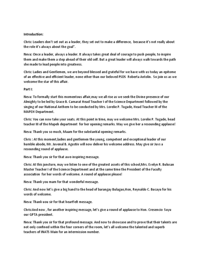 Welcome Program Script | PDF