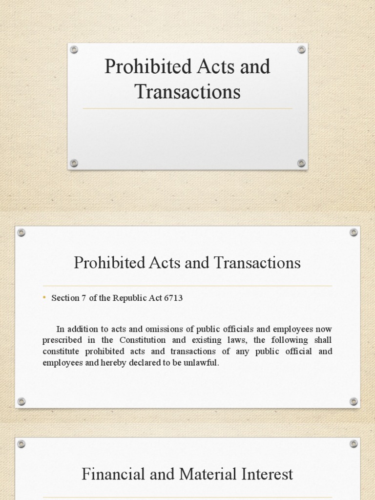 Prohibited Acts and Transactions | PDF | Employment | Gift