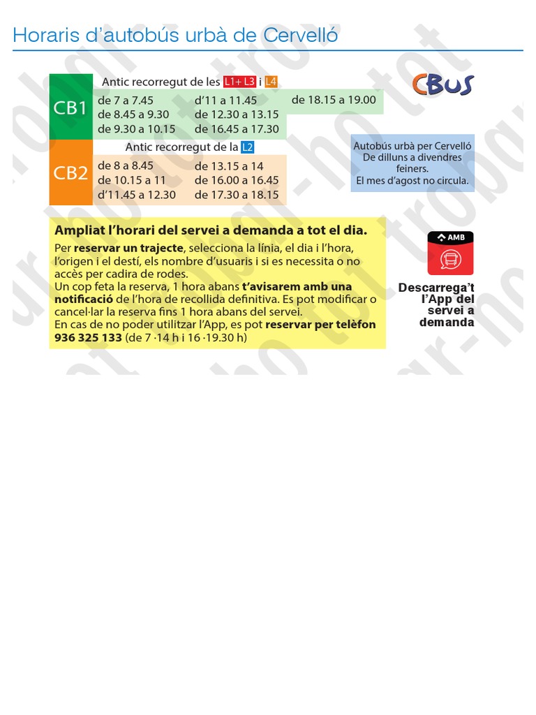 Horaris Cbus Cervello | PDF