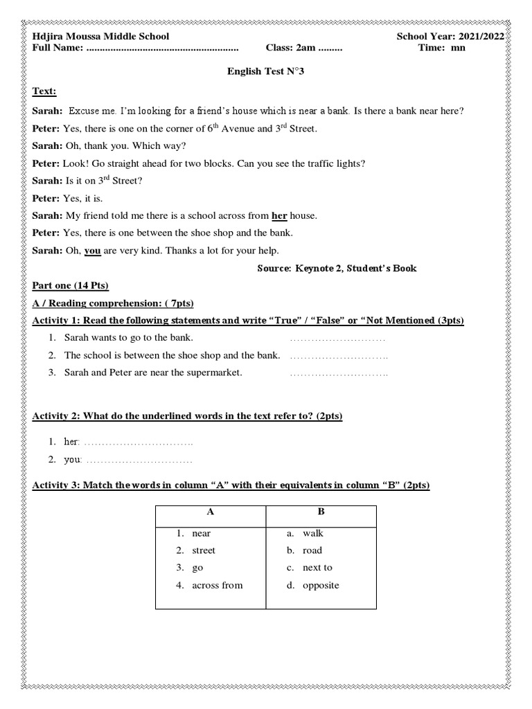 Directions to Locate a Florist: A Dialogue Practice Exercise on ...