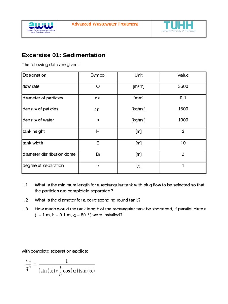 Exercise01 Sedimentation | PDF | Environmental Issues With Water ...