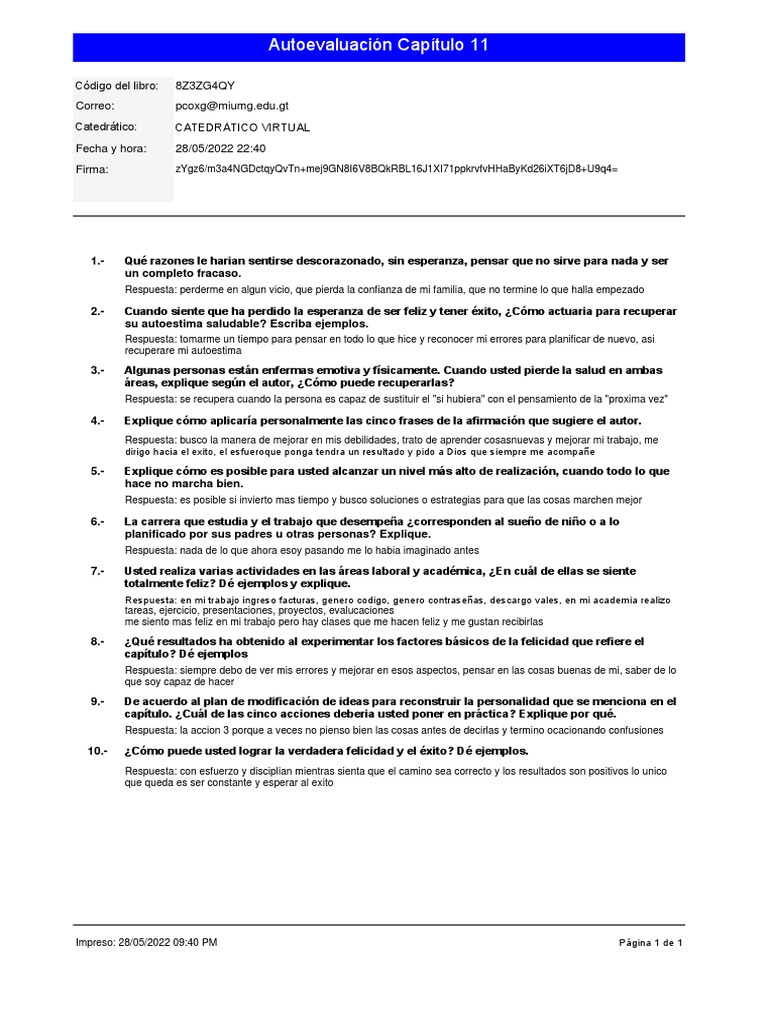 Cap. 11 Al Fin La Felicidad | PDF | Felicidad | Autoestima