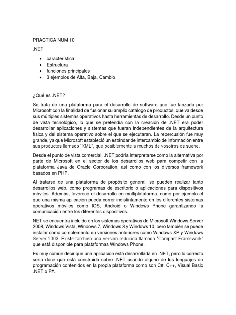 Practica 10 Lab Programacion Web | PDF | .NET Framework | Software de la aplicacion