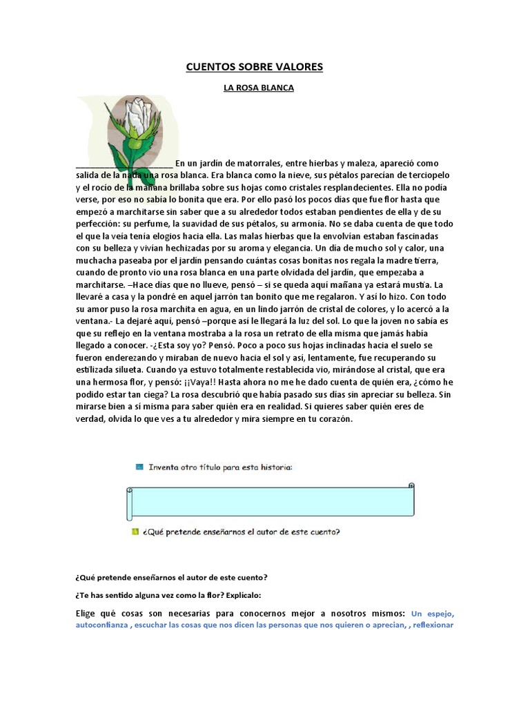 Cuentos Sobre Valores Descargar Gratis Pdf Rosa