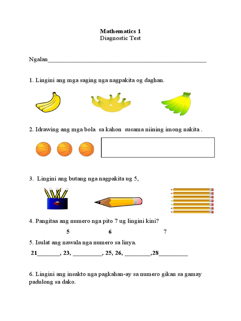 Mathematics-1-diagnostic-test (1) | PDF