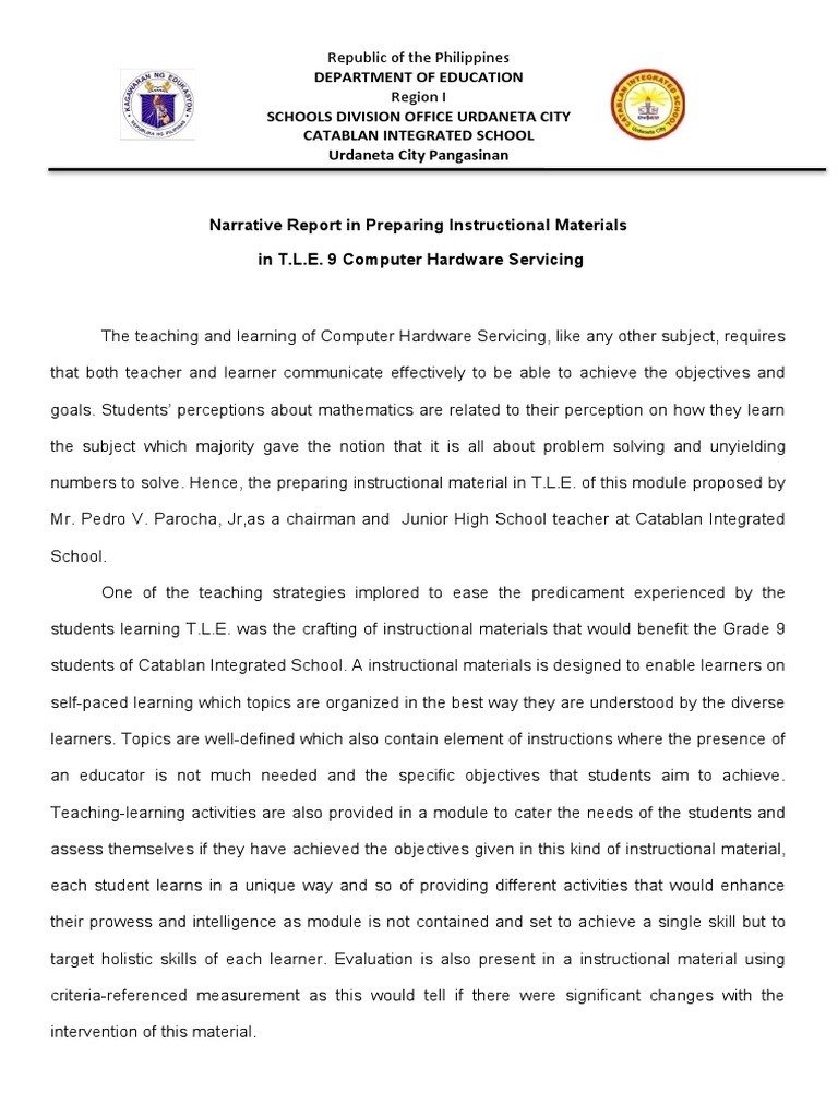 Narrative Report Tle | PDF | Teaching Method | Learning