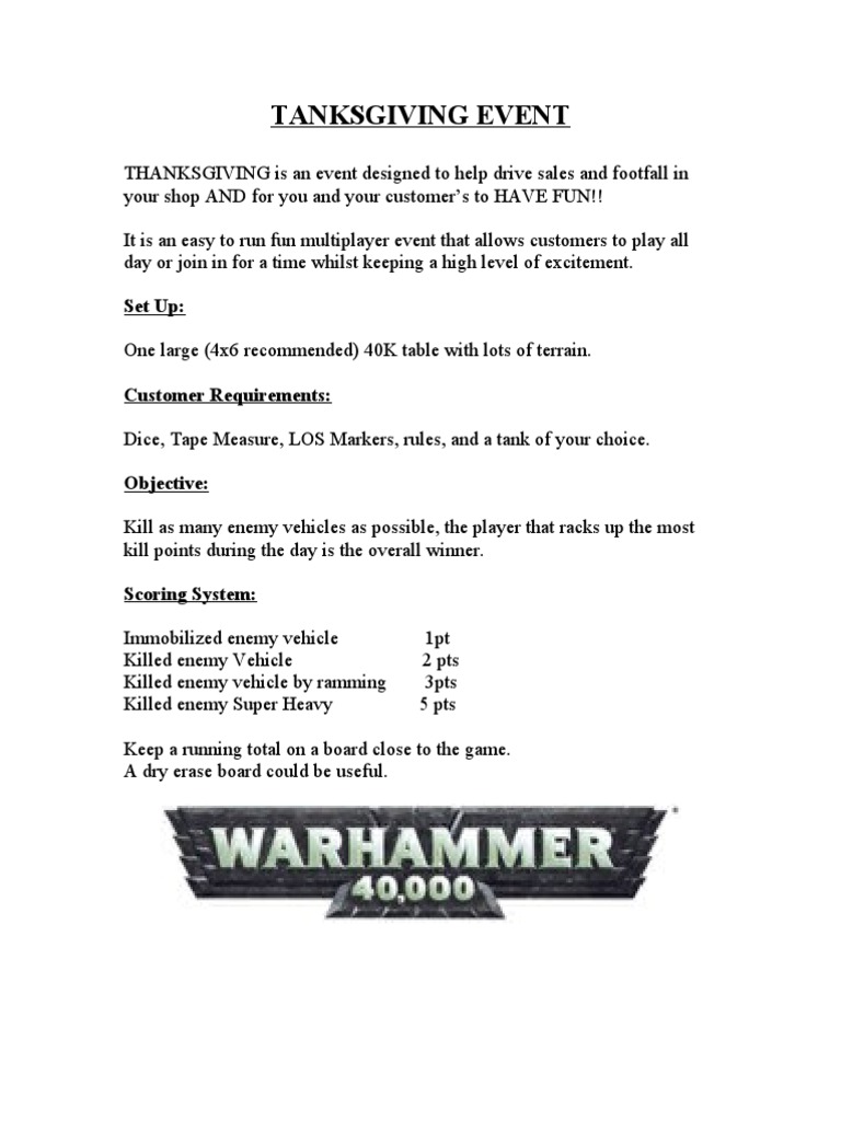 THANKSGIVING TANK BATTLE | PDF | Tanks | Leisure