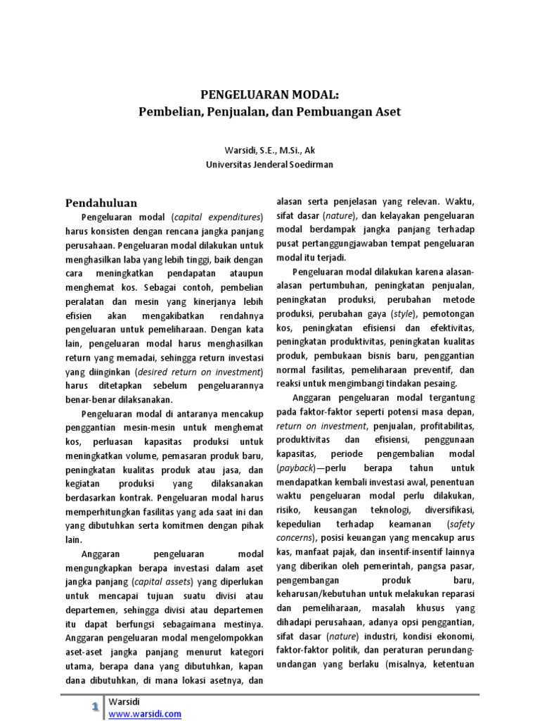 Pengeluaran Modal | PDF