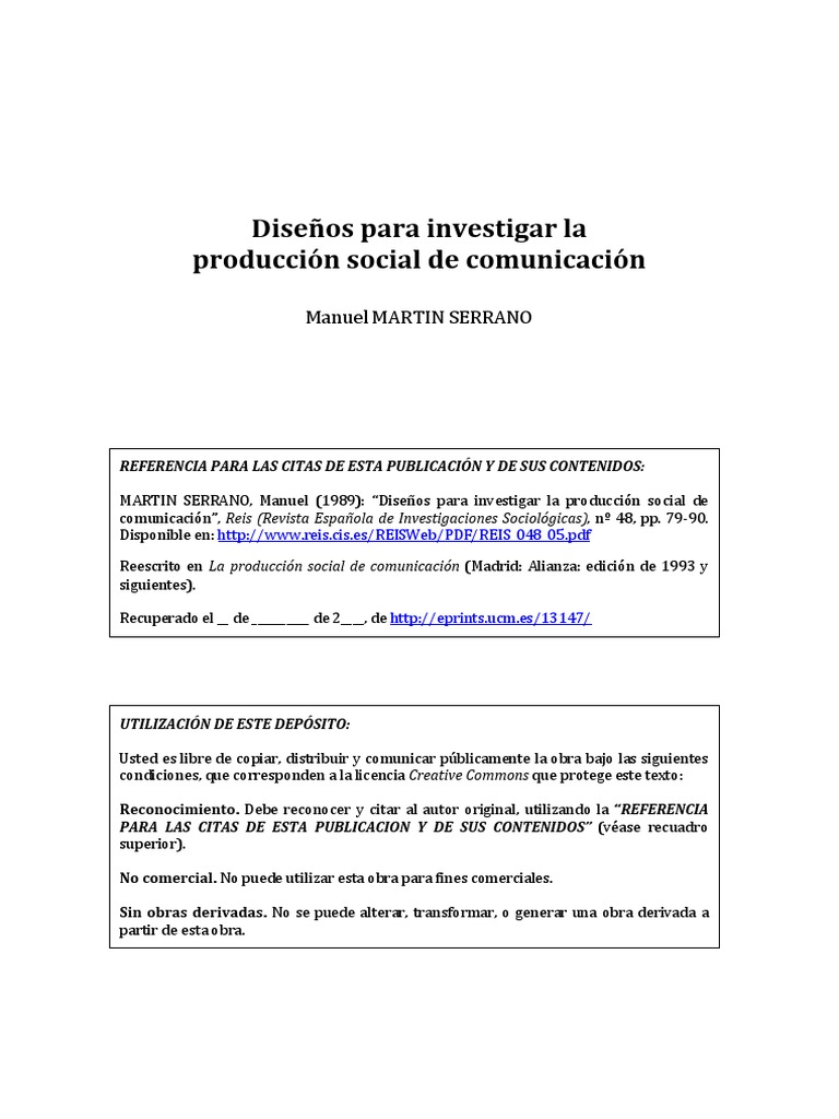 Martin Serrano (1989) Dise Os Produccion Comunicacion | PDF ...