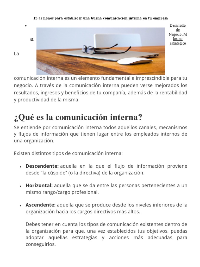 15 formas para mejorar la comunicación interna | PDF | Comunicación | Business