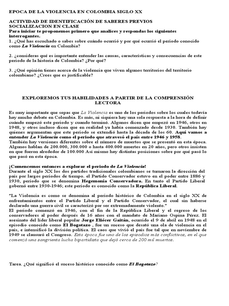 La Violencia en Colombia | PDF | Política de colombia | Colombia