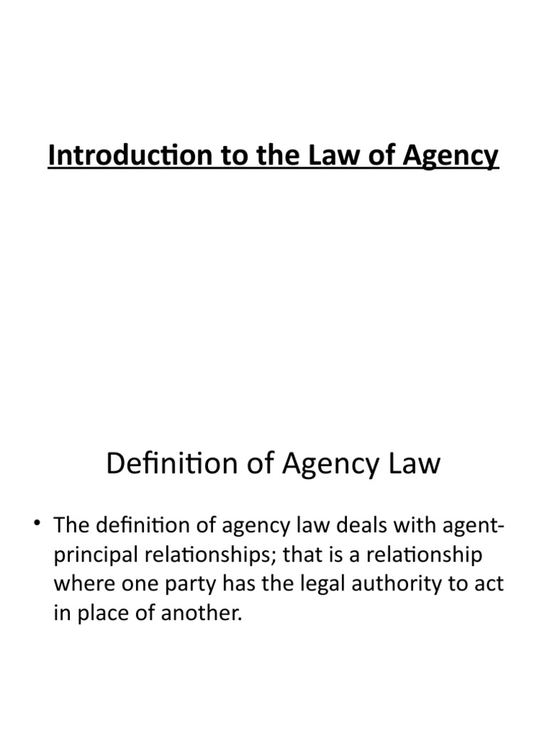 Introduction To The Law of Agency | PDF | Law Of Agency | Legal Liability