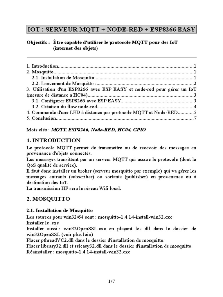 Mosquitto Installation Utilisation SB | PDF | Internet des objets | Informatique