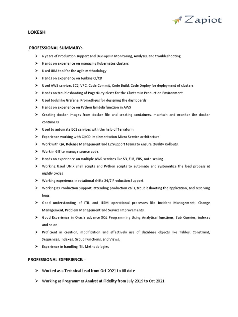 Aws Devops Engineer With Kubernetes Expertise Pdf Databases Sql
