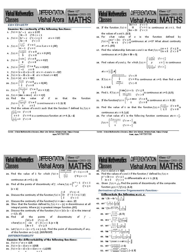 Differentiation Pdf Continuous Function Function Mathematics