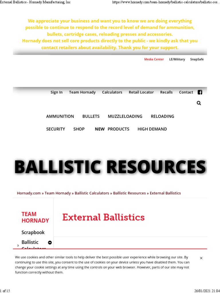 External Ballistics - Hornady Manufacturing, Inc | PDF | Bullet | Ammunition