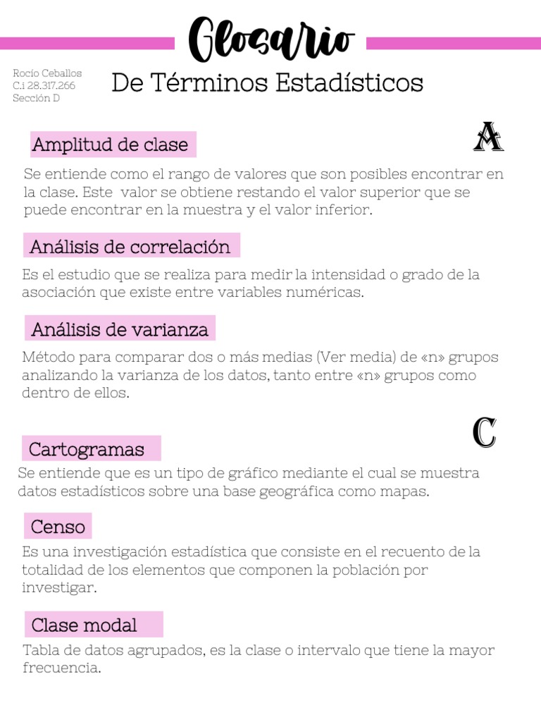Glosario de Terminos Estadisticos | PDF | Nivel de medida | Estadísticas