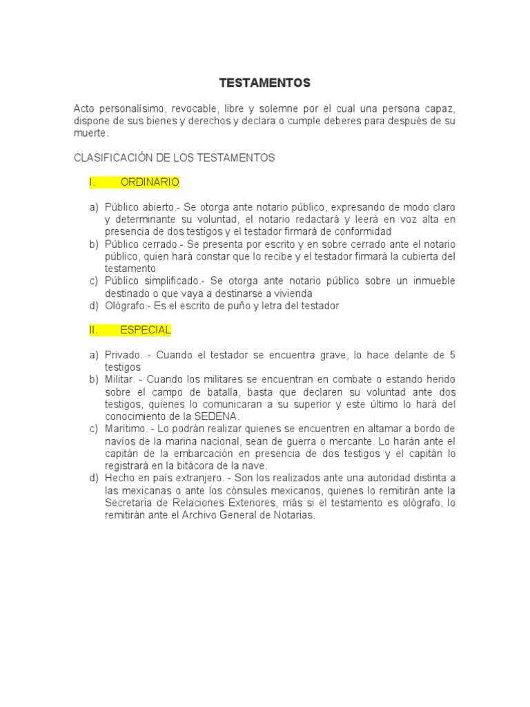 Tipos De Testamentos