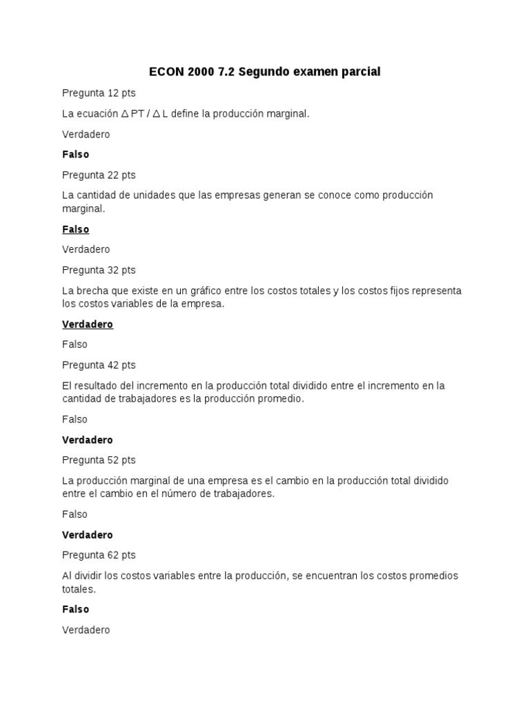ECON 2000 7.2 Segundo Examen Parcial | PDF | Monopolio | Mercado (economía)