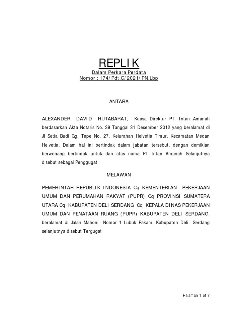 Contoh Replik 2 | PDF