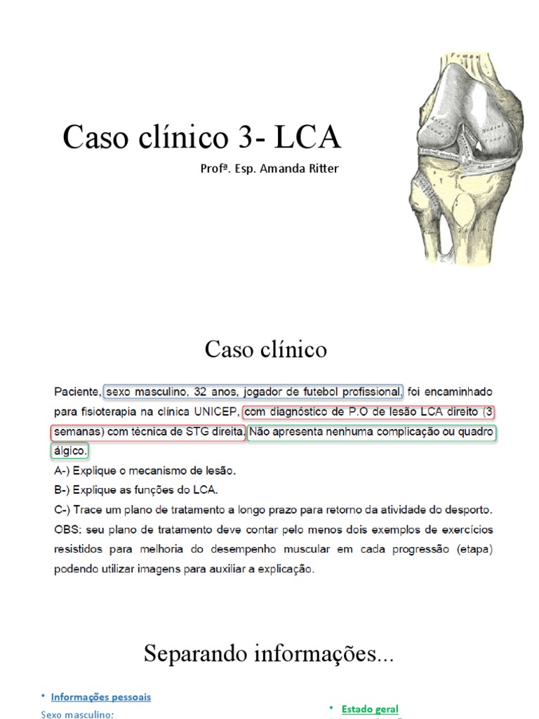 Caso Clínico 3 - LCA | PDF | Joelho | Anatomia humana