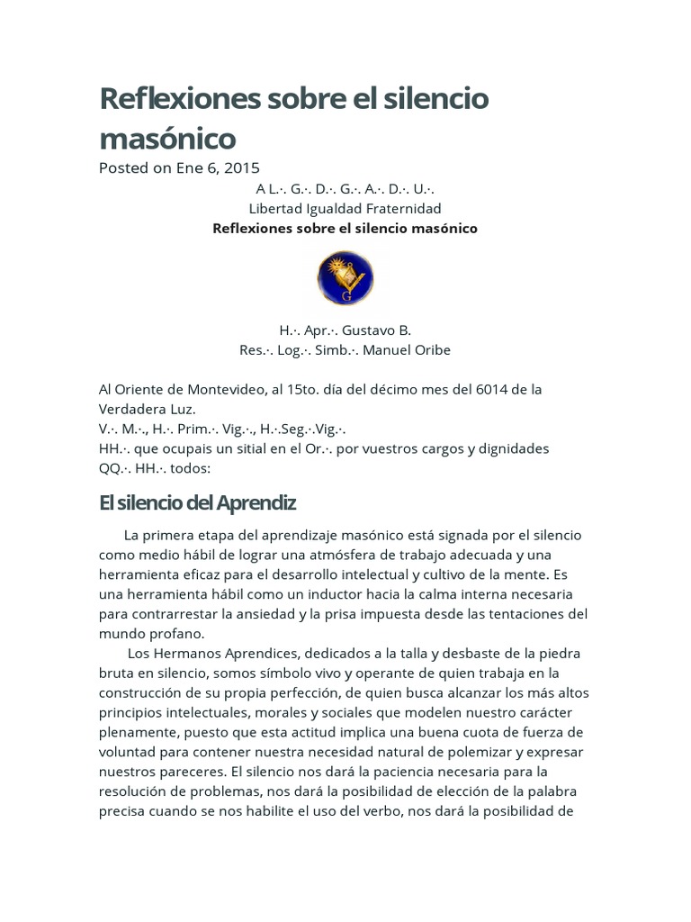 Silencio Masónico | PDF | Masonería | Conocimiento