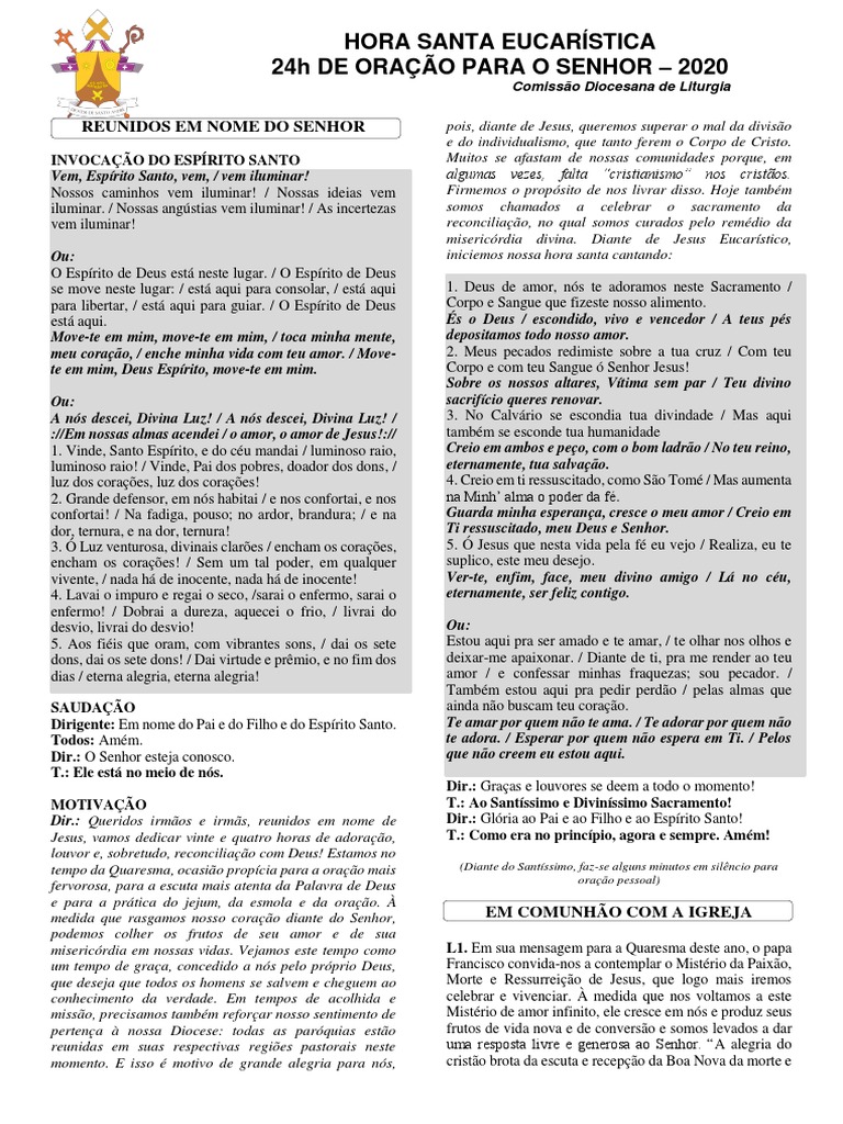 24h PARA O SENHOR 2020 | PDF | Oração | Eucaristia