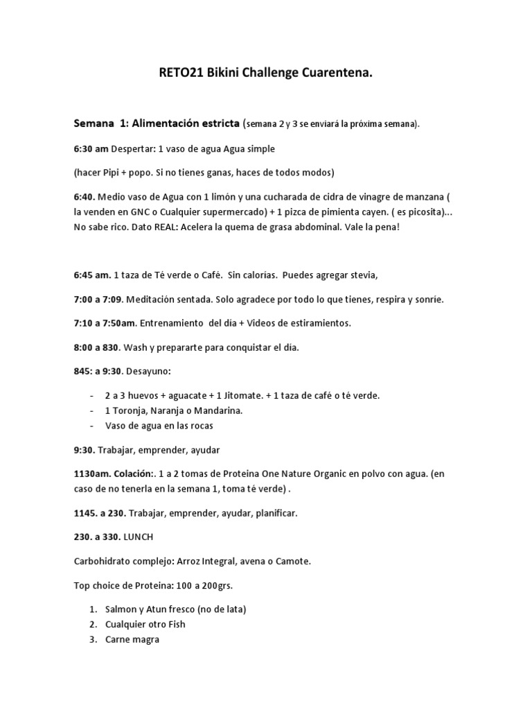 Guía de alimentación y entrenamiento para un reto de fitness en casa ...