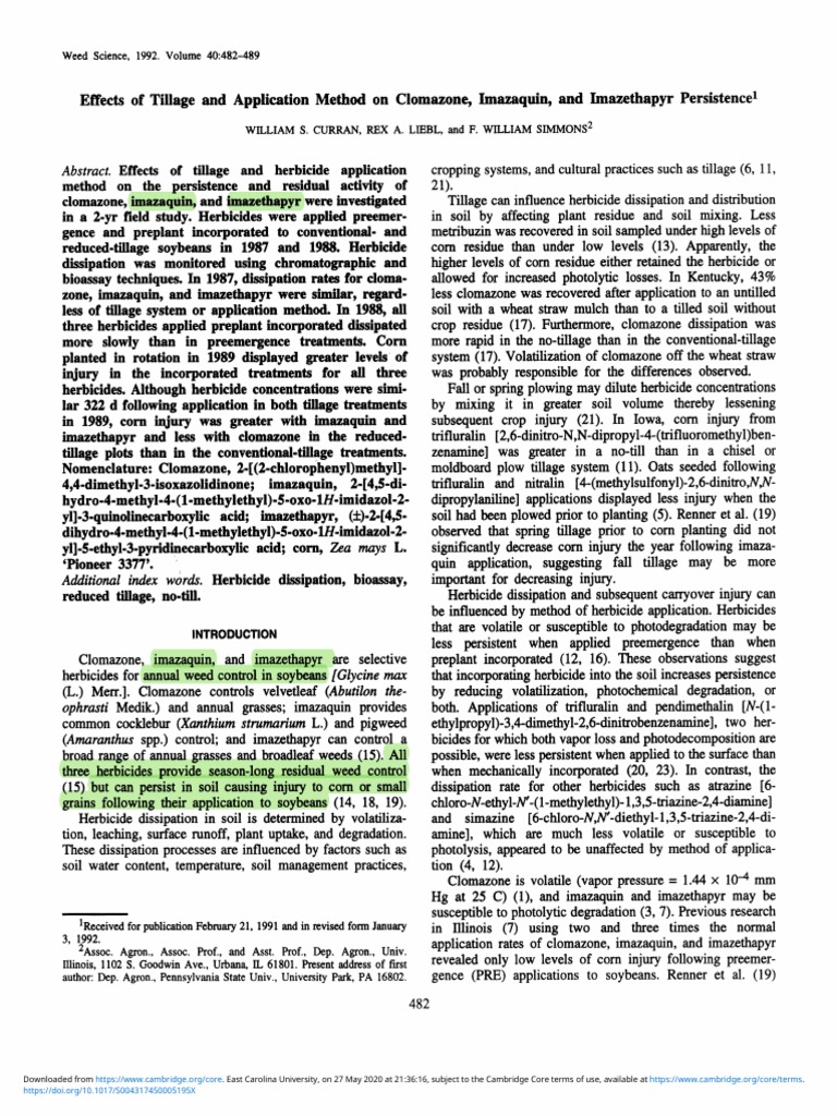 Curran 1992 | PDF | Tillage | Herbicide