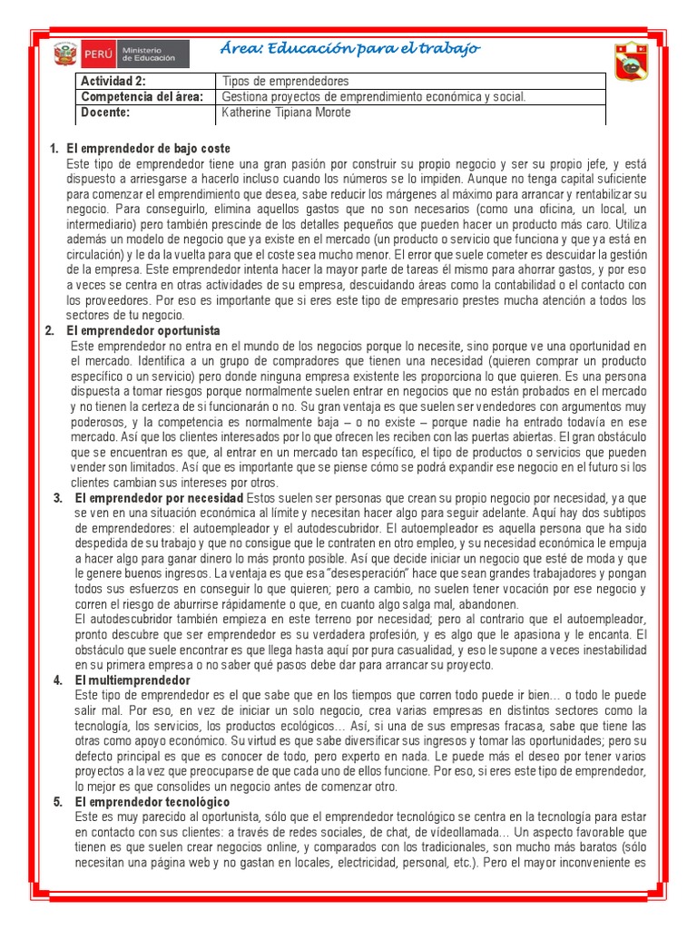 Act 2 - Eda 5 | Descargar gratis PDF | Iniciativa empresarial | Mercado (economía)