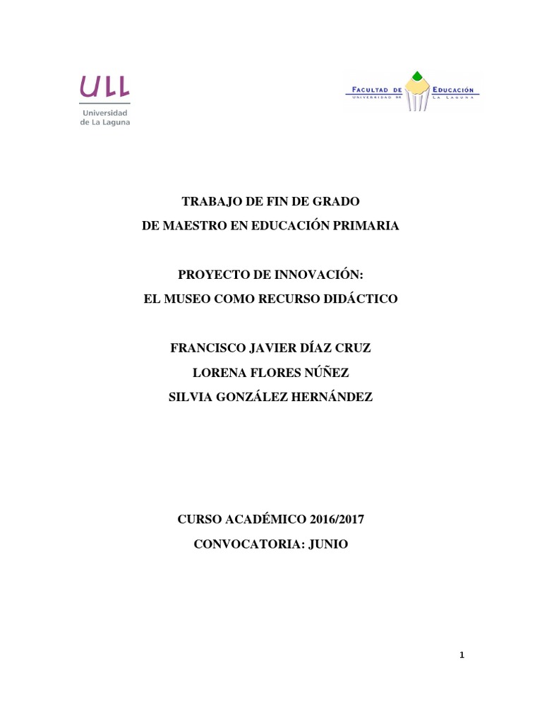 Proyecto de Innovacion El Museo Como Recurso Didactico | PDF | Método de enseñanza | Museo