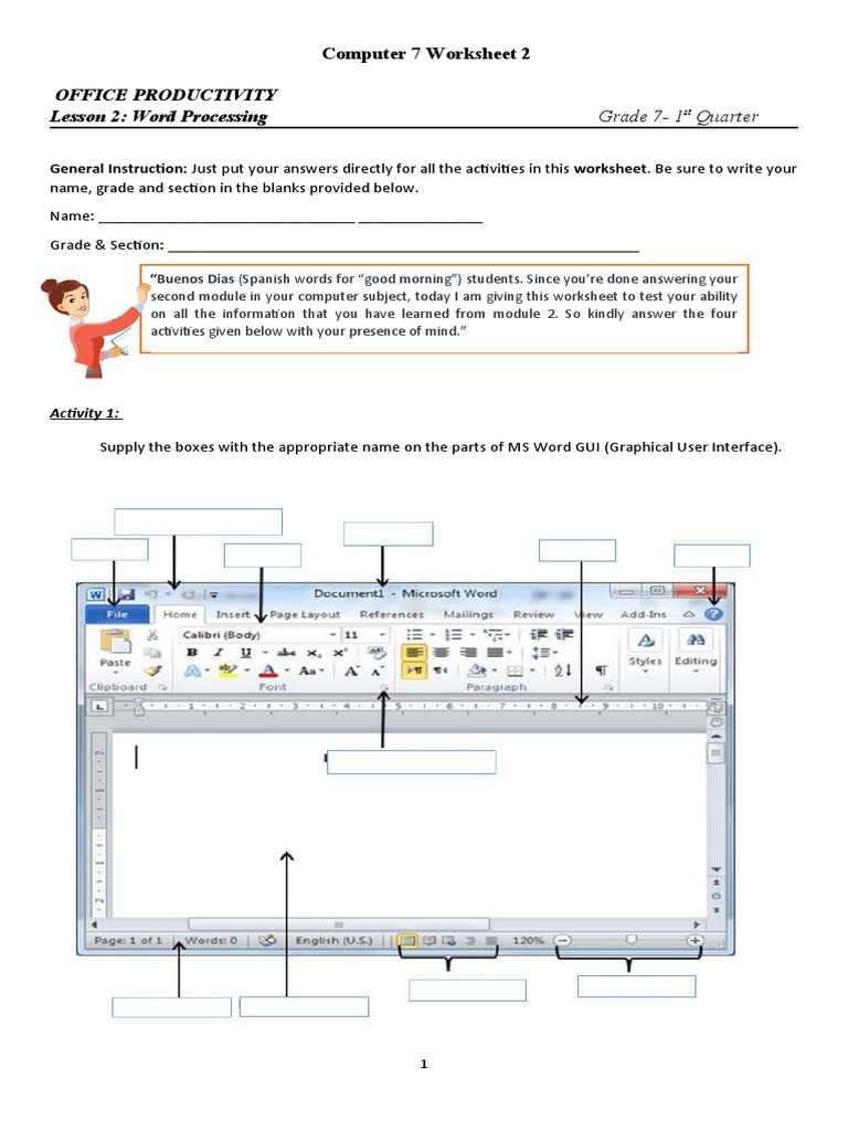 Grade 7-M2-Worksheet (Office Productivity) | PDF | Teaching Methods ...