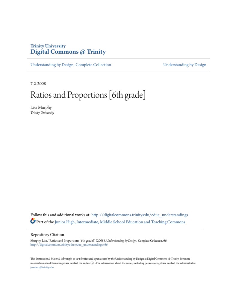 Ratios and Proportions (6th Grade) | PDF | Ratio | Rubric (Academic)