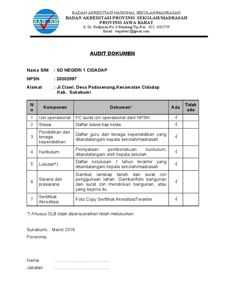 Audit Dokumen Akreditasi | PDF