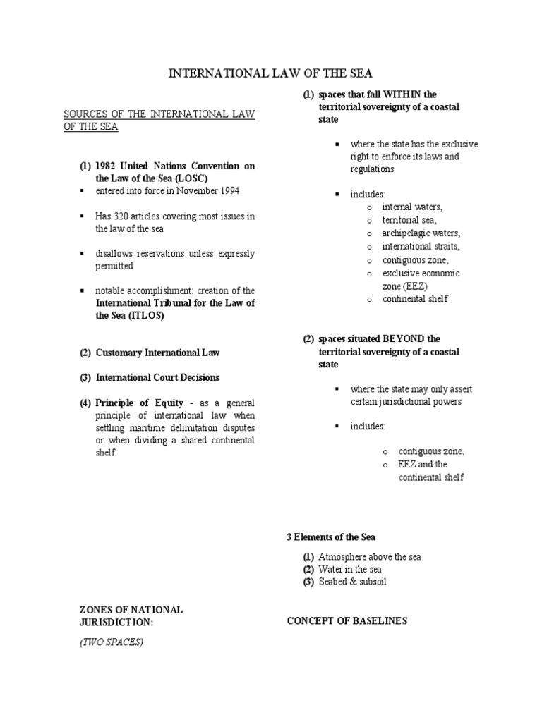 INTERNATIONAL LAW OF THE SEA | PDF | Territorial Waters | Law Of The Sea