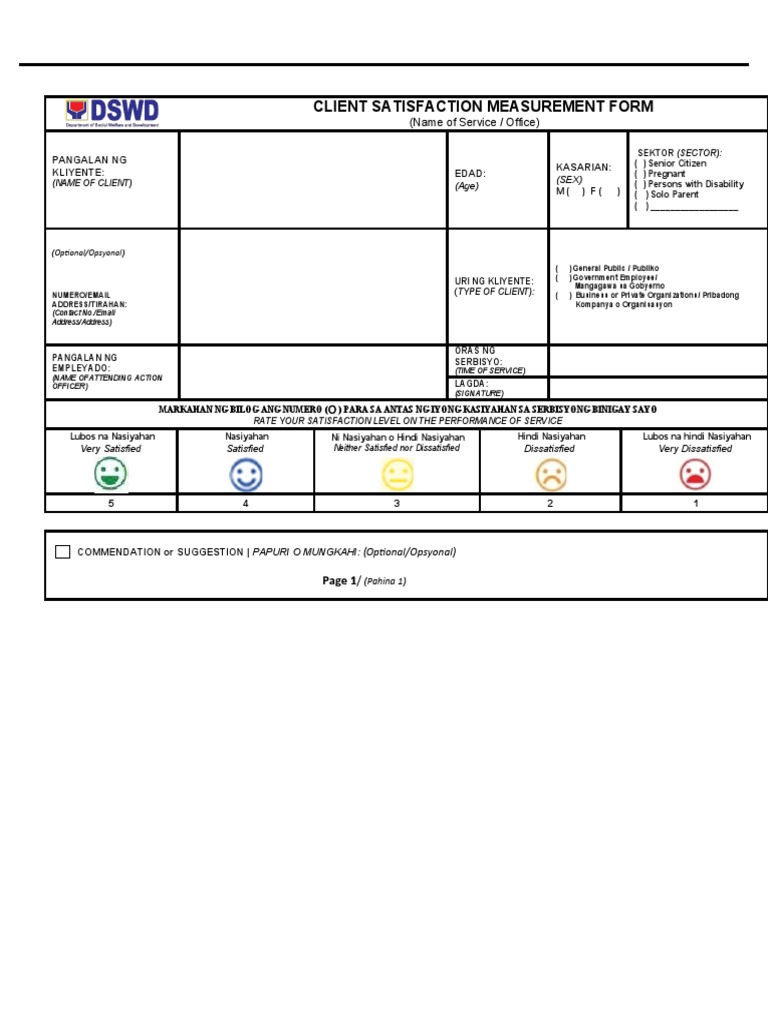 Client Satisfaction Measurement Form V10 | PDF