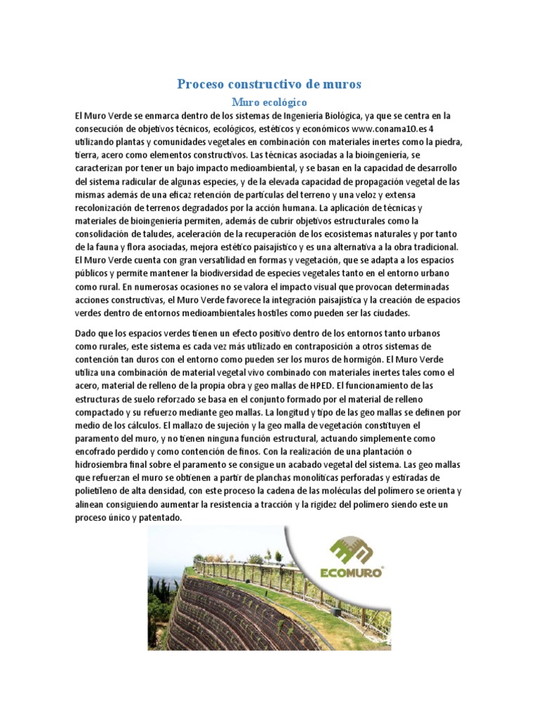 Proceso Constructivo de Muros | PDF | Fundación (Ingeniería) | Hormigón