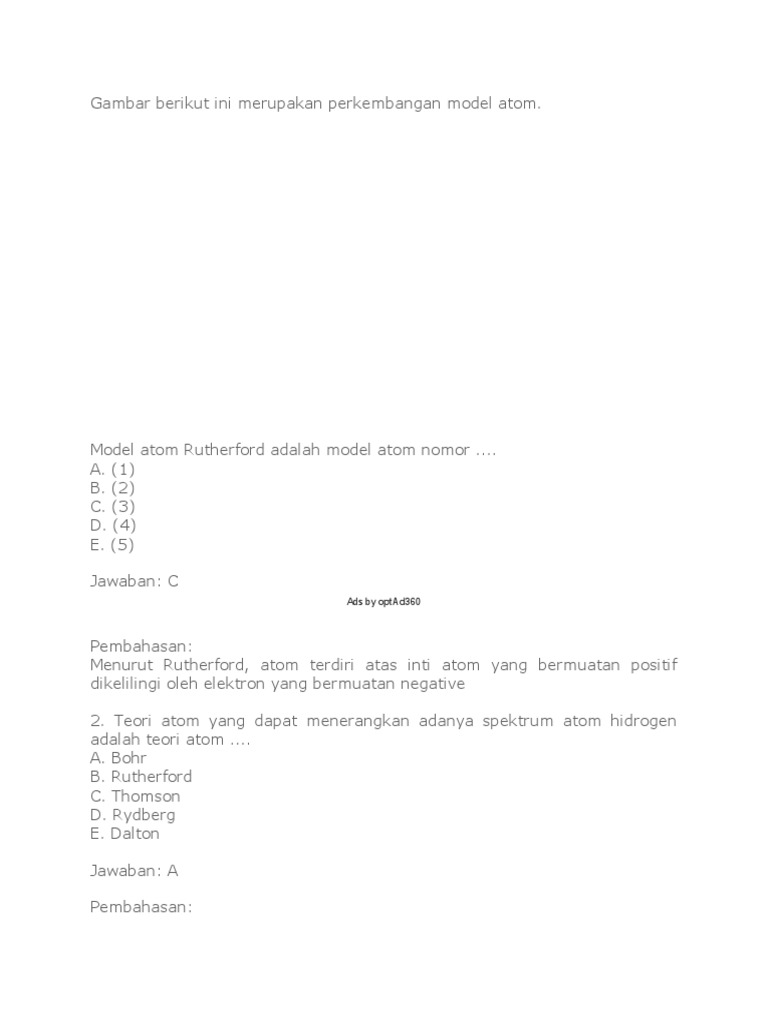 Sumber Soal Isotop Dan Perkembangan Atom | PDF