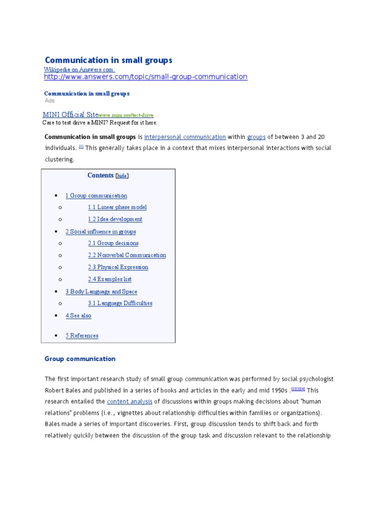 Small Group Communication Guide | PDF | Nonverbal Communication ...