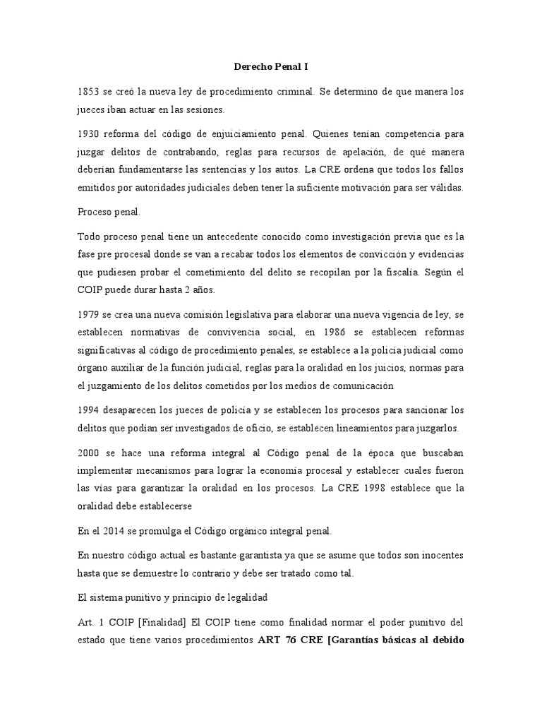 Derecho Penal 1 | PDF | Derecho penal | Debido al proceso